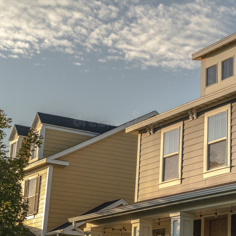Square Frame Sash Windows in the Upper Floor of a Timber House Stock ...