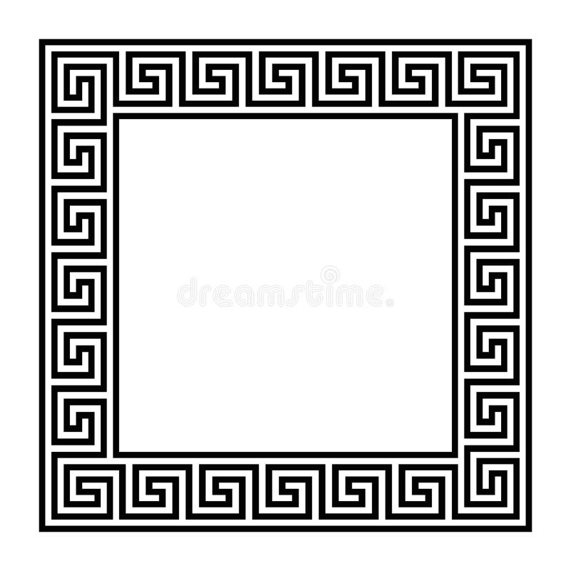 Square Frame with Seamless Meander Pattern Stock Vector - Illustration ...