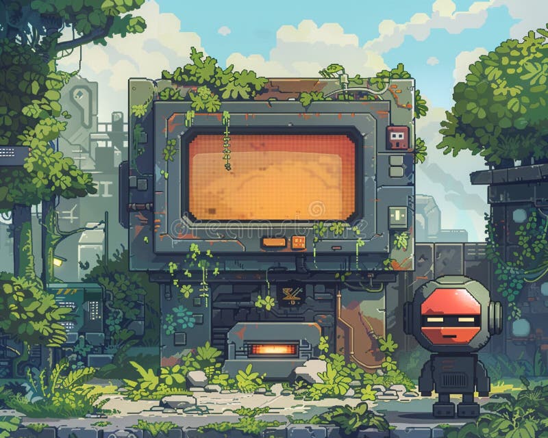 Square Frame Showing a Chibi Pixel Art Game Background Stock ...