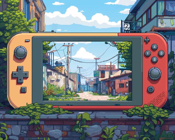 Square Frame Showing a Chibi Pixel Art Game Background Stock ...