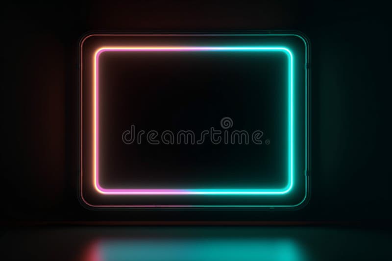 Square Frame Sign in the Shape Rectangle Picture on a Black Background ...