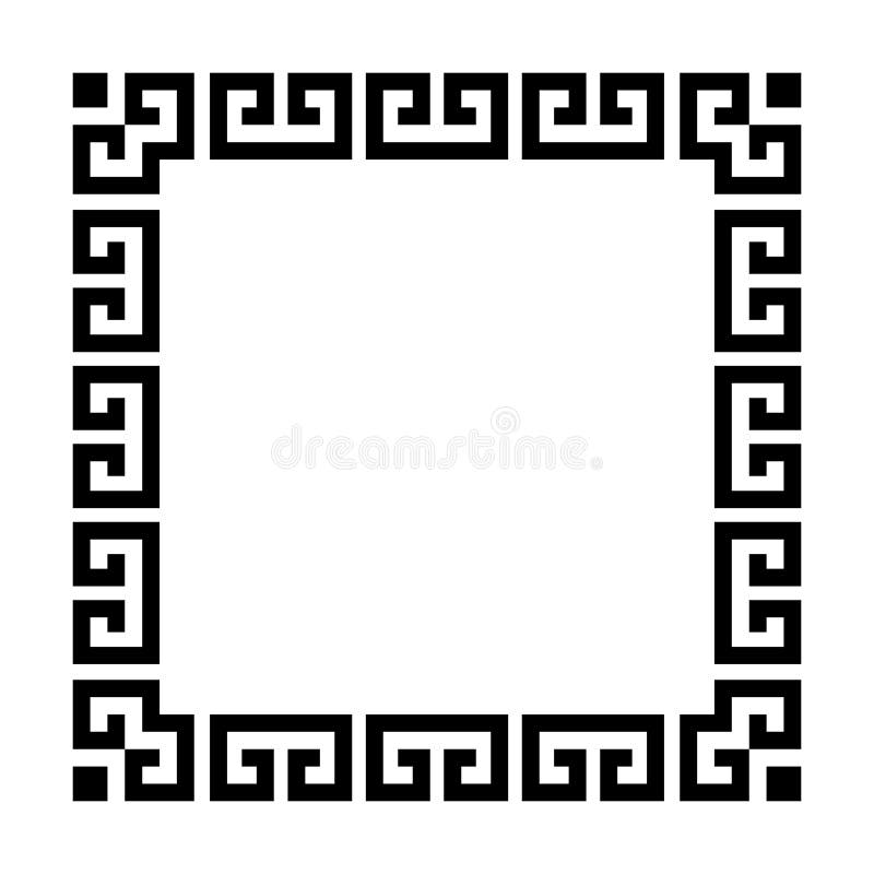 Square Frame of Simple Greek Pattern Stock Vector - Illustration of ...