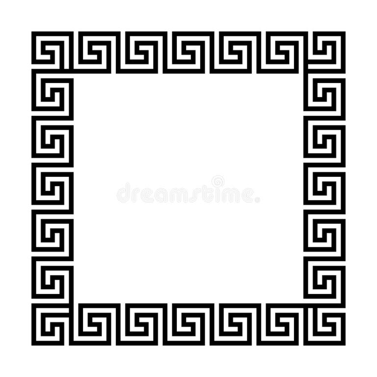 Square Frame of Simple Greek Pattern Stock Vector - Illustration of ...