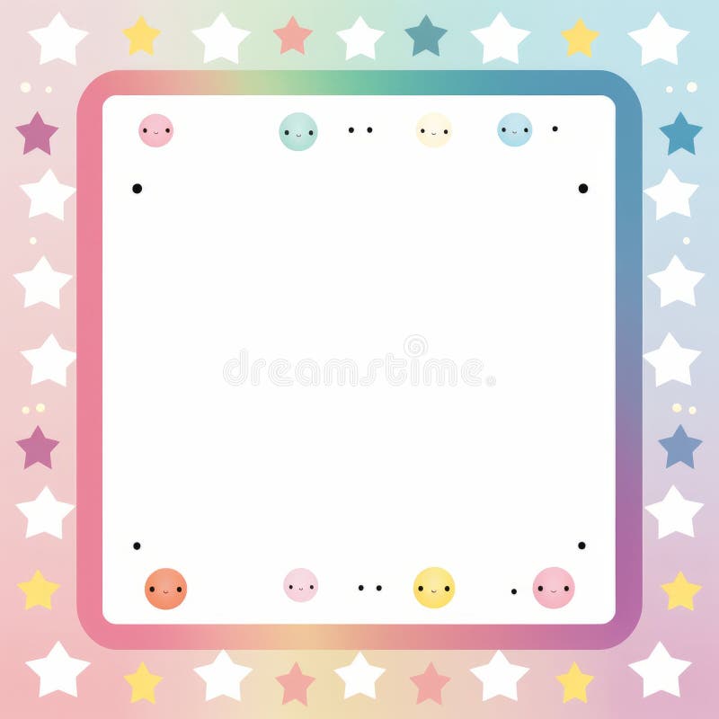A Square Frame with a Smiley Face in the Middle Surrounded by Stars ...