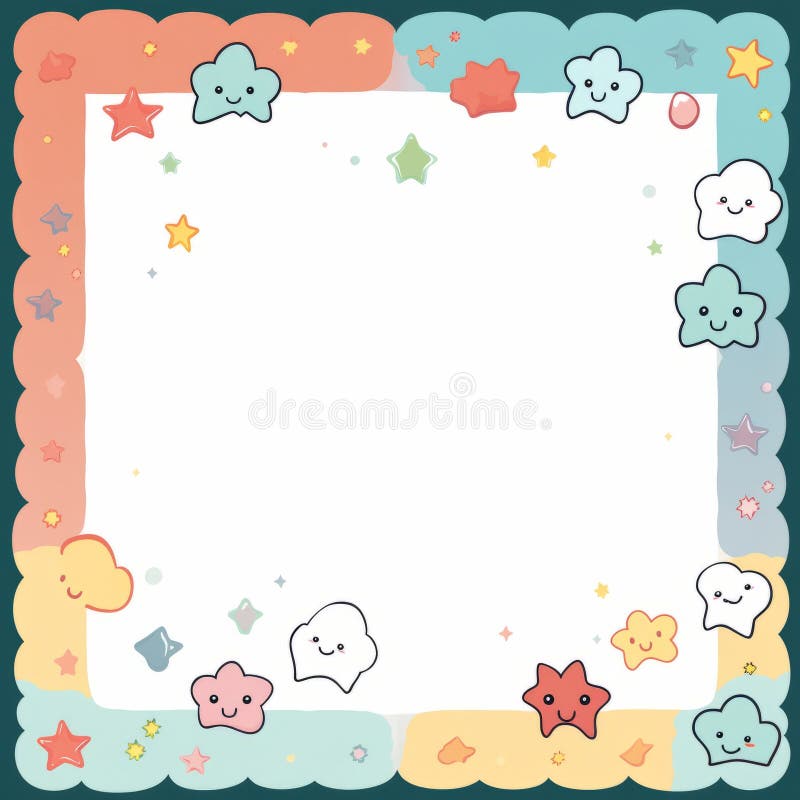 A Square Frame with Stars and Clouds on it Stock Illustration ...