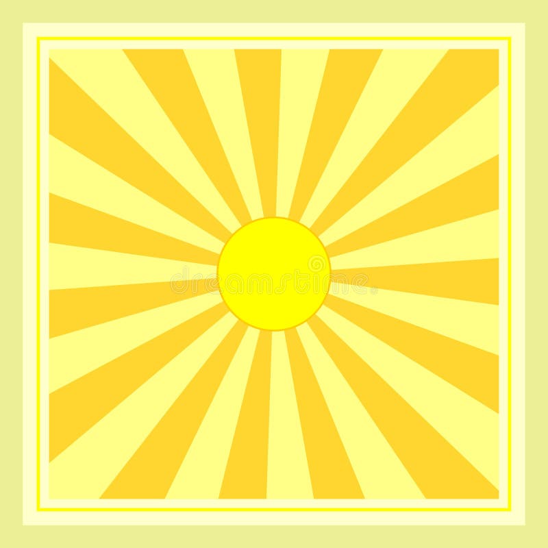 Square Frame with Stylized Sun and Rays, Summer Concept Stock ...