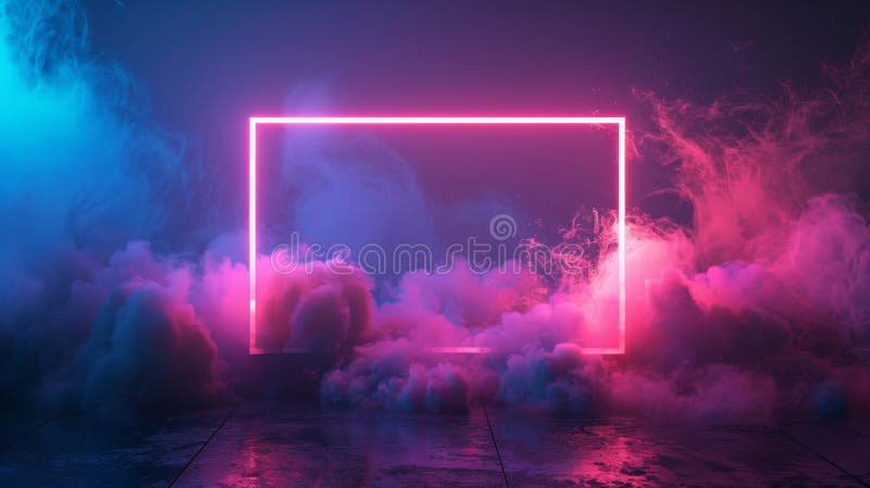 Square Frame Surrounded by Pink and Blue Smoke Stock Illustration ...
