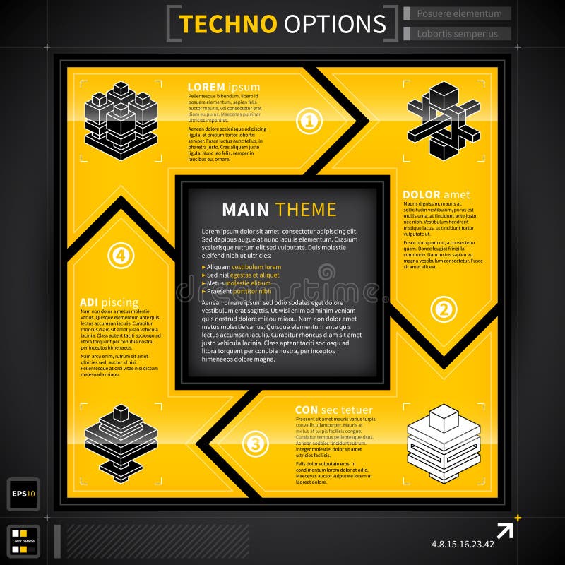 Square Frame in Techno Style Made of 4 Options. Stock Vector ...