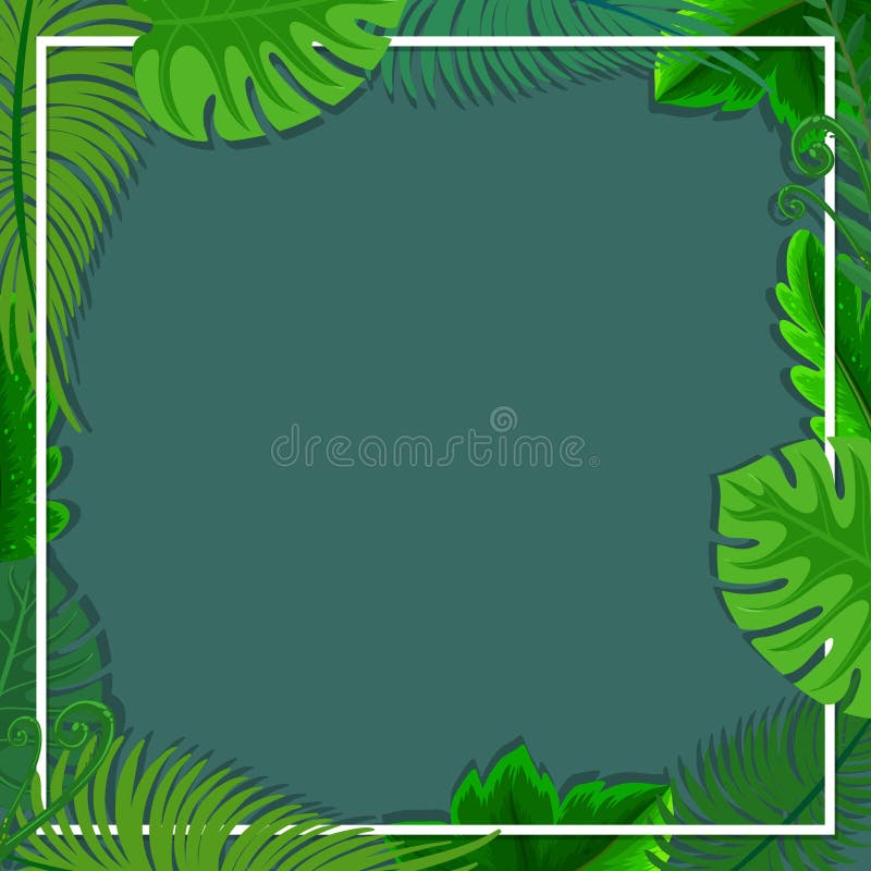 Square Frame with Tropical Green Leaves Stock Vector - Illustration of ...