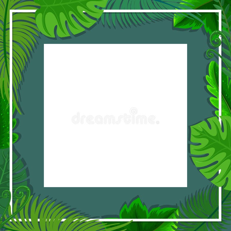 Square Frame with Tropical Green Leaves Stock Illustration ...
