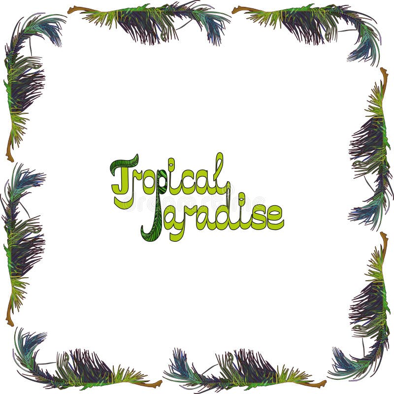 Square Frame from Palm Leaves Stock Vector - Illustration of botany ...