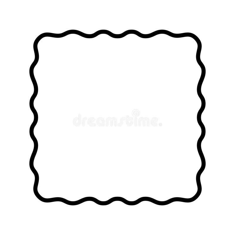 Square Frame with Wiggly Edges. Simple Geometric Shape with Curvy ...