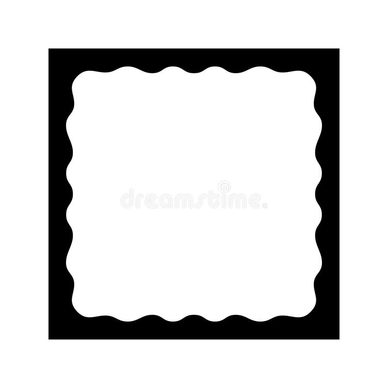 Square Frame with Wiggly Inner Edges. Rectangular Shape with Wavy ...