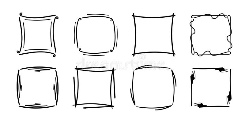 Square Frames Doodle Set,hand-drawn Monograms.Edgings and Cadres with ...