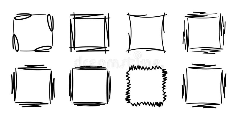 Square Frames Doodle Set,hand-drawn Monograms.Edgings and Cadres with ...