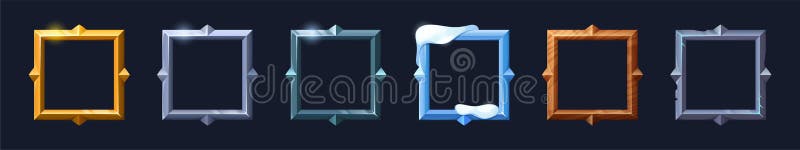 Set of Square Gold and Silver Ui Game Frames Stock Vector ...