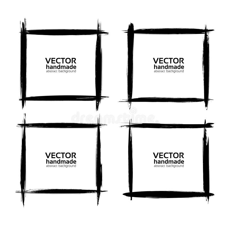 Square Frames of Thin Smears of Black Paint Vector Stock Vector ...