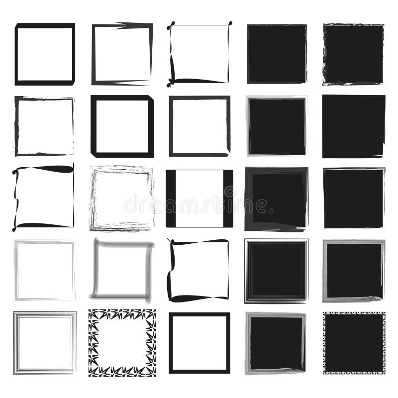 Square Frames Variety Set. Classic and Hand Drawn Borders. Design ...