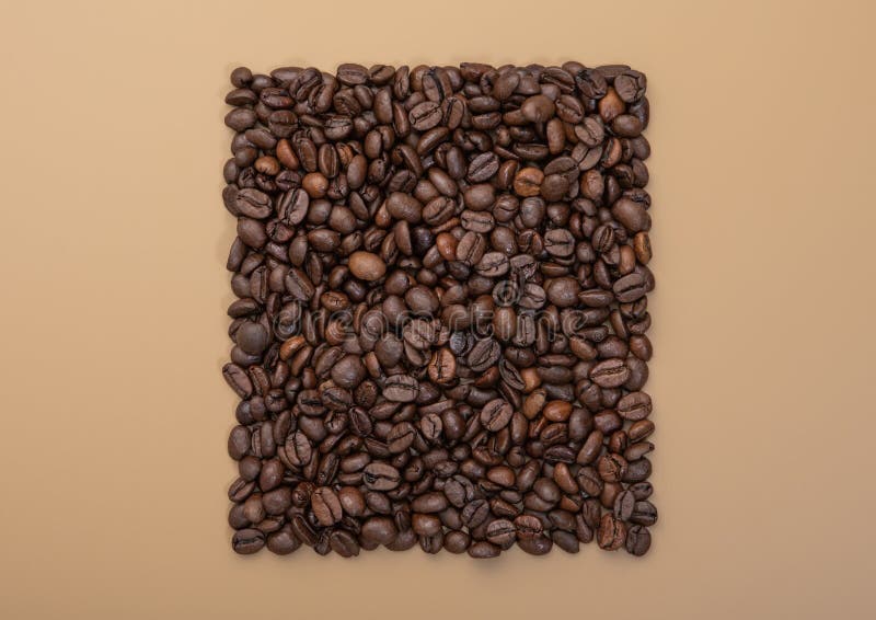 Square of Fresh Raw Coffee Beans on Beige Background Stock Photo ...
