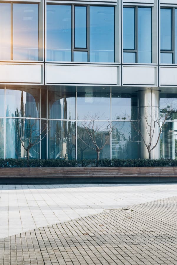 Square Front of Modern Office Buildings in Shanghai Stock Photo - Image ...
