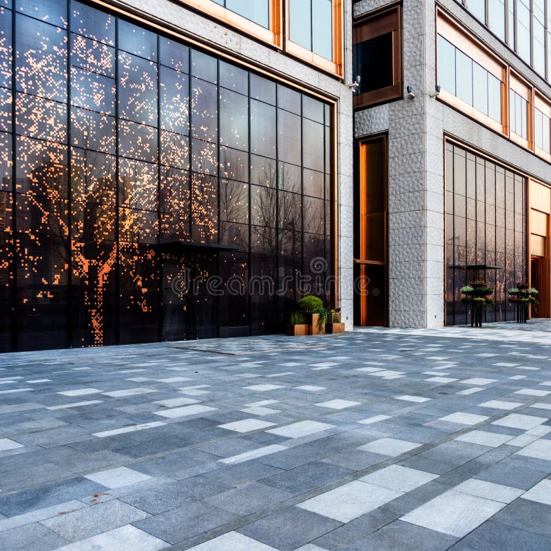 Square Front of Modern Office Buildings Stock Photo - Image of ...