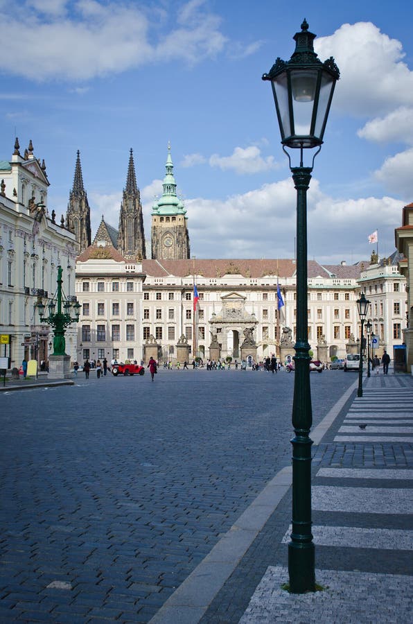 Square in Front of Royal Castle in Prague, Czech Republic Stock Image ...