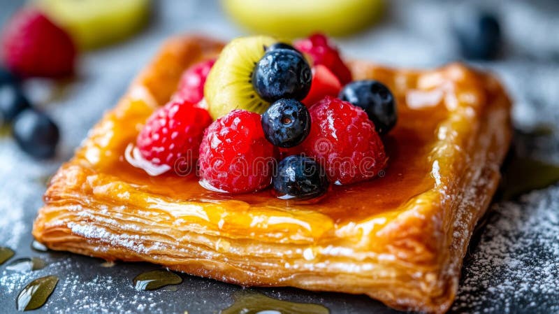 Square Fruit Tart with Honey Glaze Stock Illustration - Illustration of ...