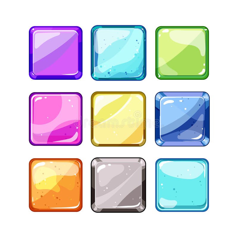 Square Game Button Set Cartoon Vector Illustration Stock Vector ...