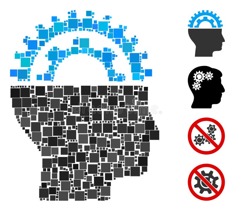 Square Gear Engineer Icon Vector Collage Stock Vector - Illustration of ...