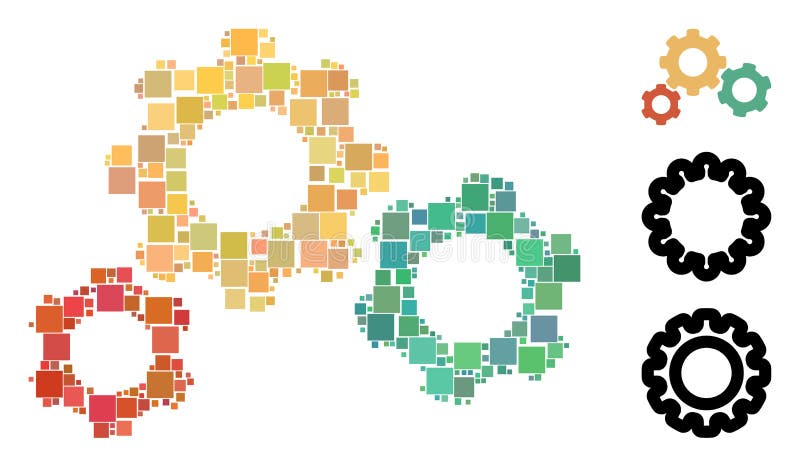 Square Gear System Icon Vector Collage Stock Illustration ...