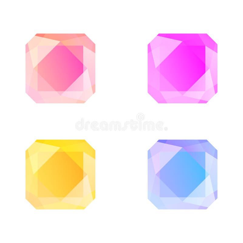 Square Gems Set Isolated on White Vector Illustration Stock Vector ...
