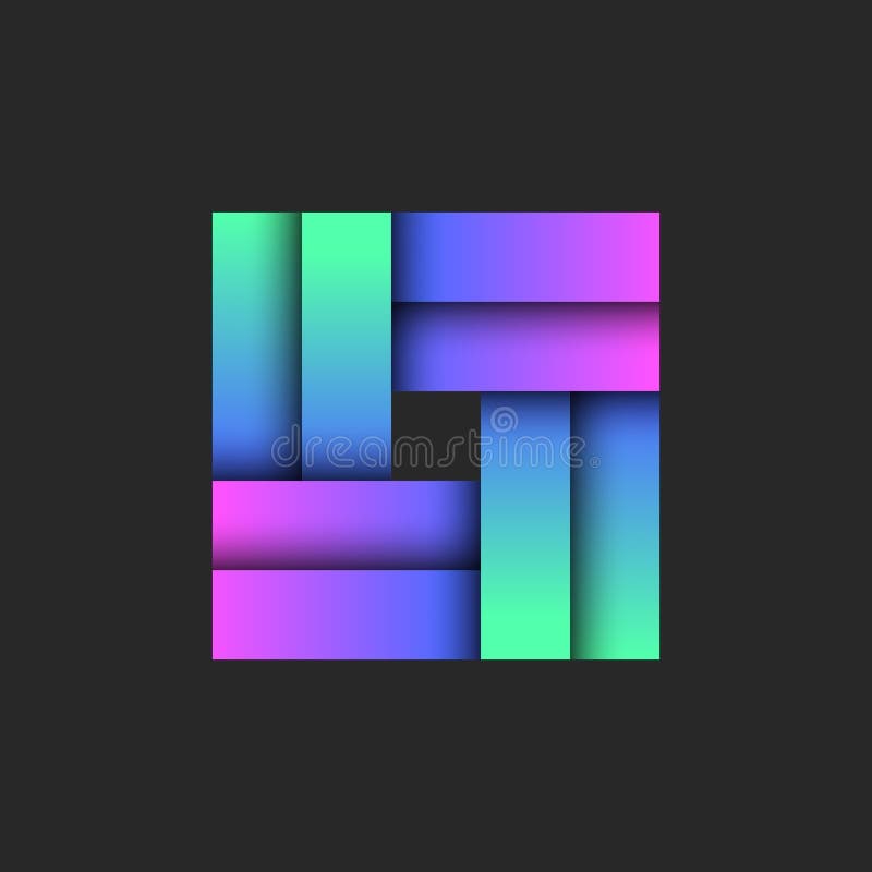 Square Geometric Logo from Vibrant Gradient, Intersecting Rectangular ...