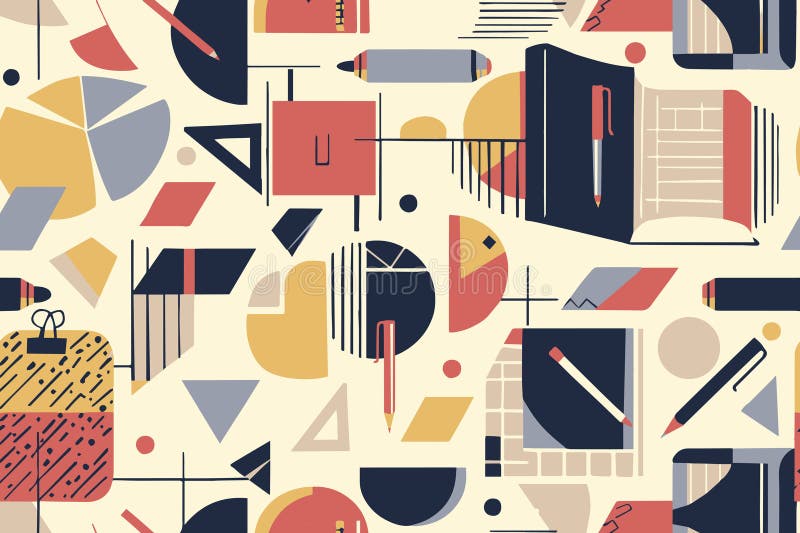 Square Geometric Shapes Seamless Pattern. School Education Stuff ...