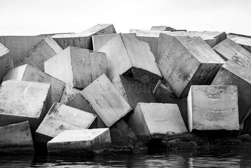 Square Geometric Stone Blocks on a Breakwater Stock Photo - Image of ...
