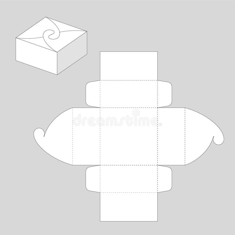 Cake and Bakery Curved Shape Box with Handle Template Stock Vector ...
