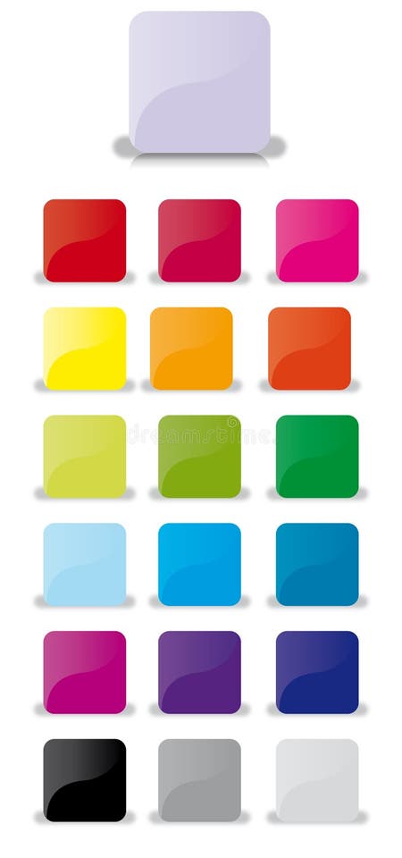 Square Glass Buttons for Web Stock Vector - Illustration of shine ...