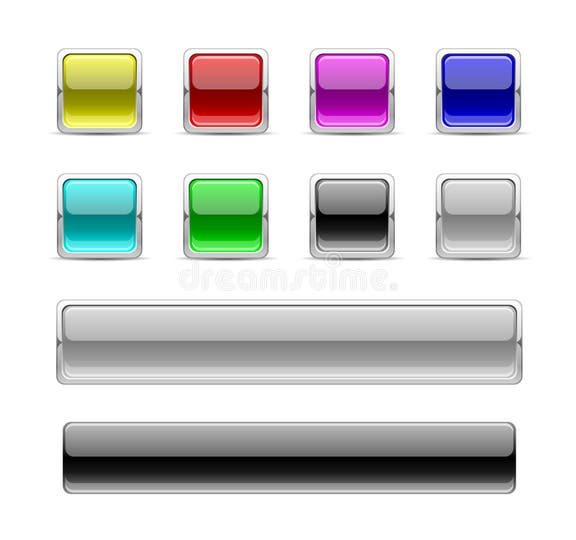 Square glossy buttons stock vector. Illustration of simplicity - 11068144