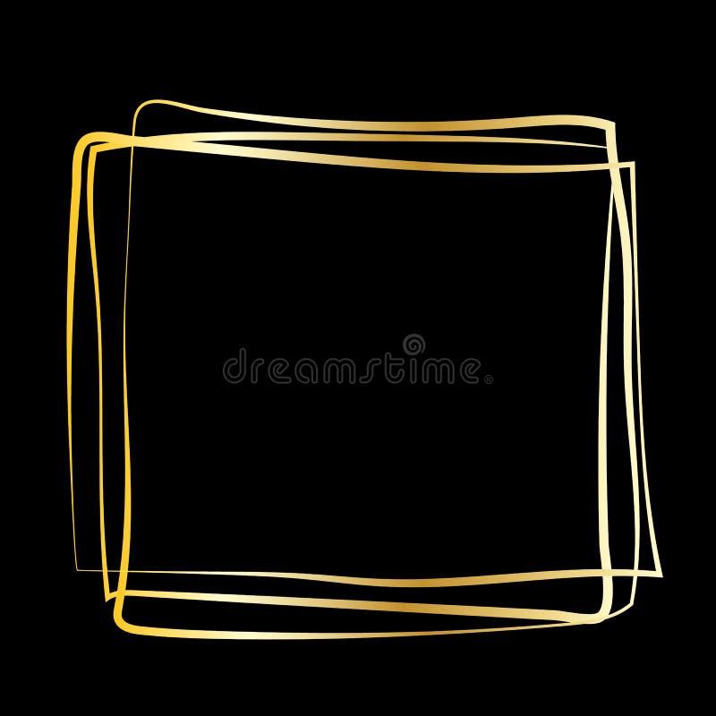 Square Gold Frame. Doodle Vector Template for Design. Stock Vector ...