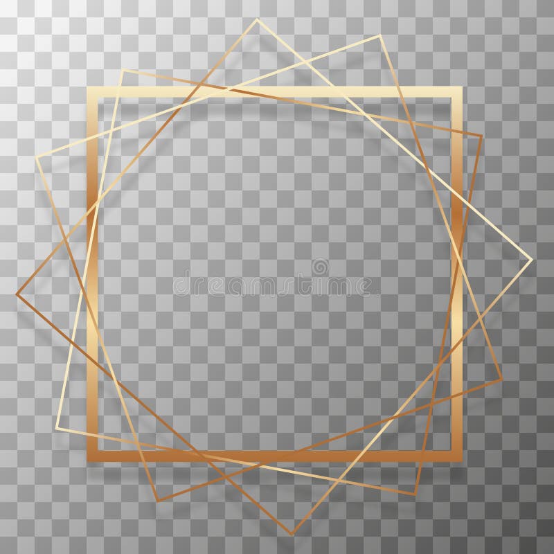 Square Gold Frame with Highlights on a Transparent Background. Stock ...