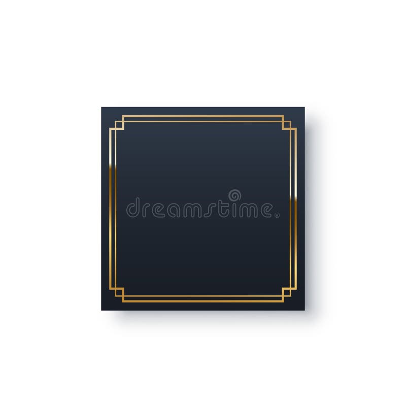 Black Square with Gold Frame, Elegant White Decor Object with Shine ...