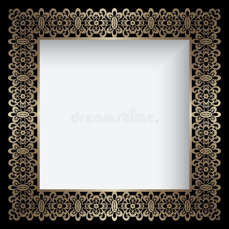 Square gold lace frame stock vector. Illustration of lacy - 54511848