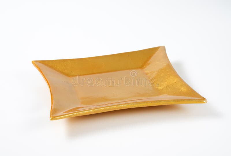 Square gold plate stock photo. Image of shallow, tableware - 86297280