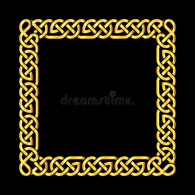 Square Celtic Knots Vector Medieval Frame in Black and White Stock ...