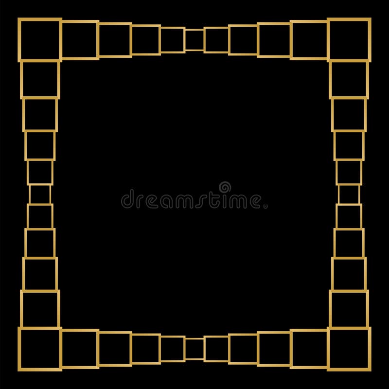 Square Golden Frame on the Black Background. EPS10 Stock Vector ...