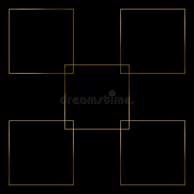 Square Golden Frame on the Black Background. EPS10 Stock Vector ...