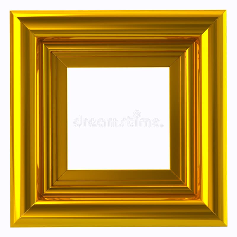 Square Golden Frame 3d Illustration Stock Illustration - Illustration ...