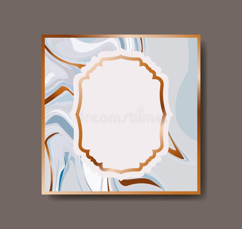 Square Golden with Victorian Frame Marble Texture Stock Vector ...