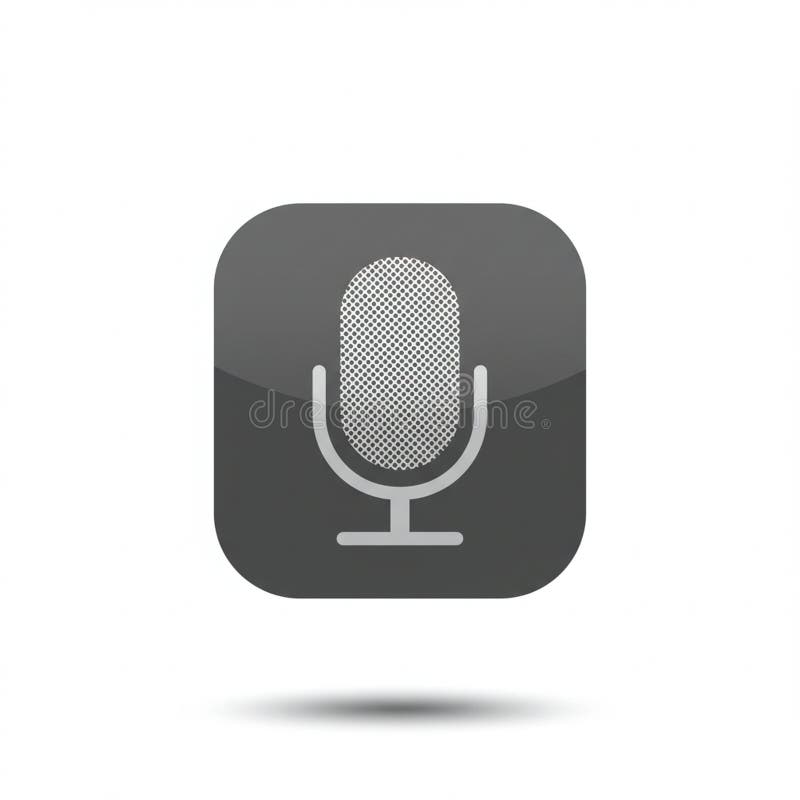 A Square, Gray Icon with Rounded Corners Features a Stylized Microphone ...
