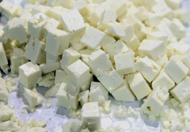 Square Greek Feta Pieces on a Tray Stock Photo - Image of arranging ...