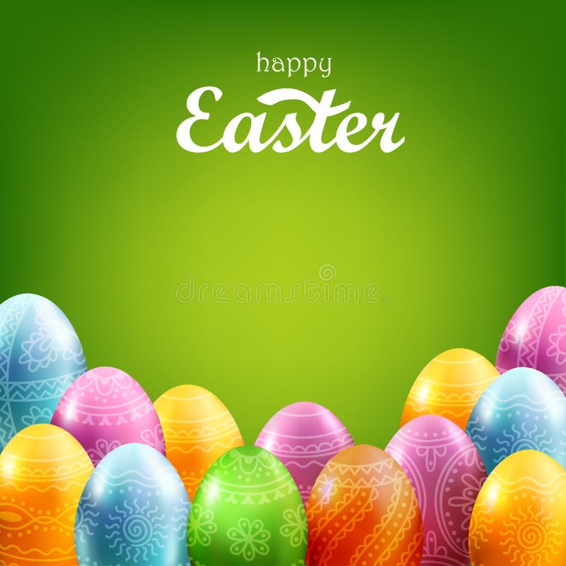 Easter Square Background with Ornamental Eggs Stock Vector ...